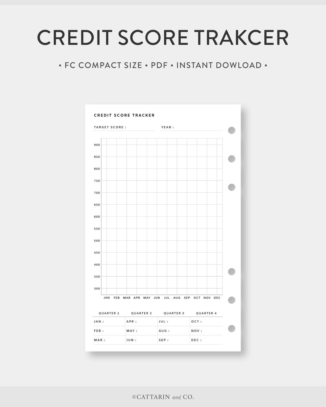 FC Compact, Credit Score Tracker Printable | Debt Repayment Planner ...