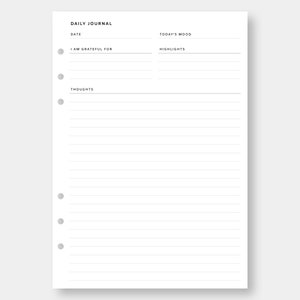 A5, Daily Journal Printable | Lined Daily Diary Template | Undated ...