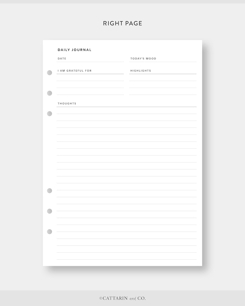 A5, Daily Journal Printable | Lined Daily Diary Template | Undated ...