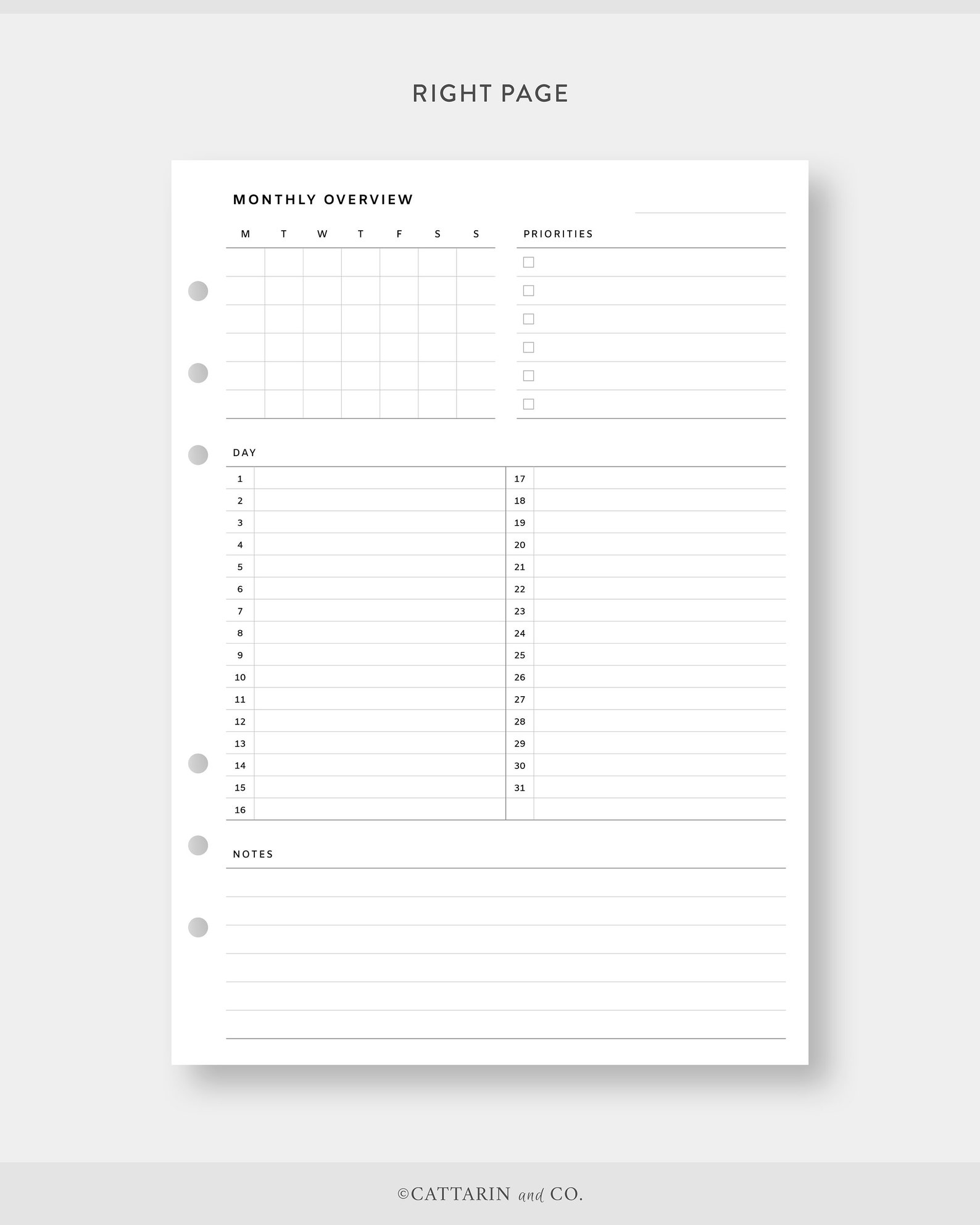 A5, Monthly Overview Printable Month at a Glance Month on One Page ...