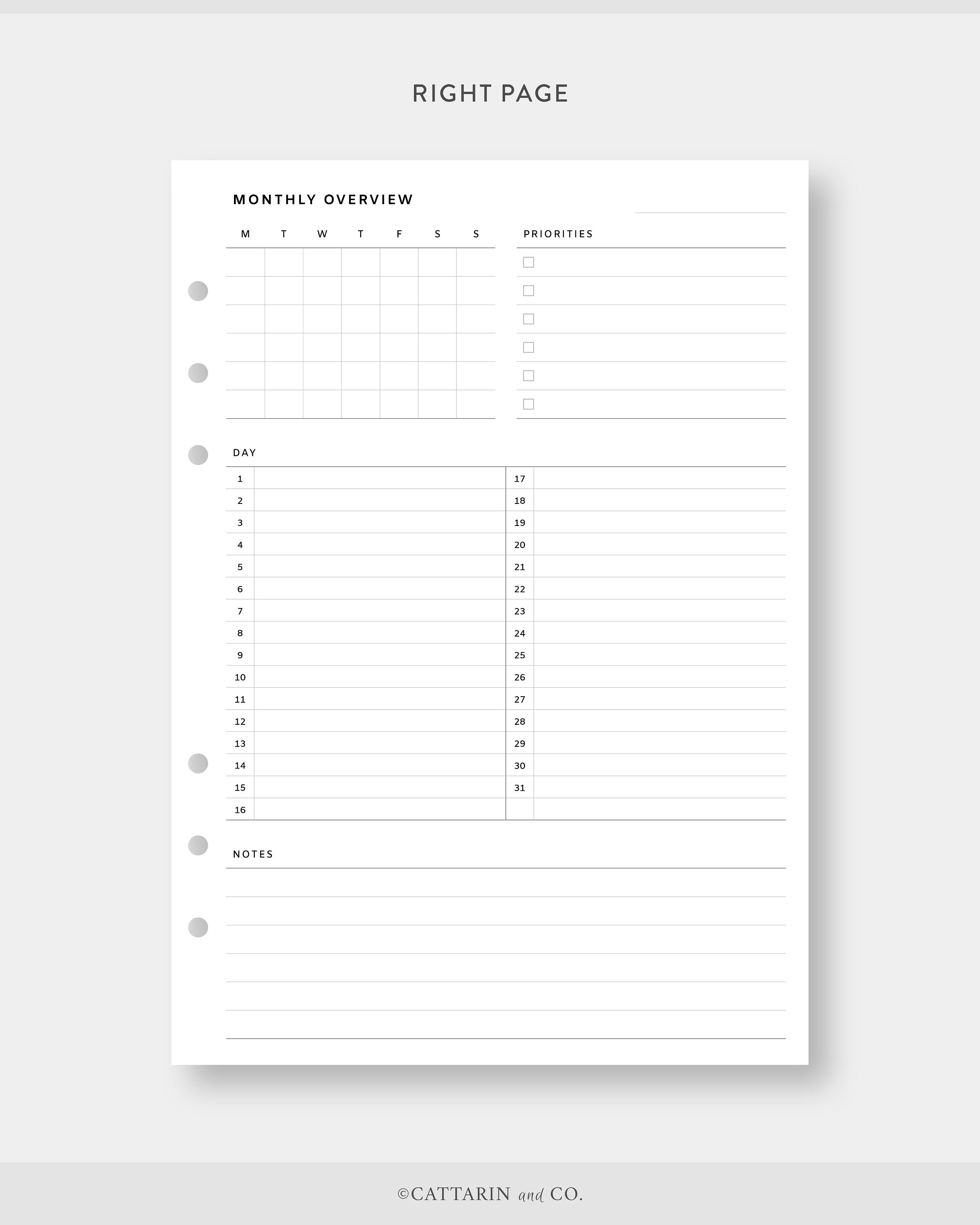 A5, Monthly Overview Printable Month at a Glance Month on One Page ...