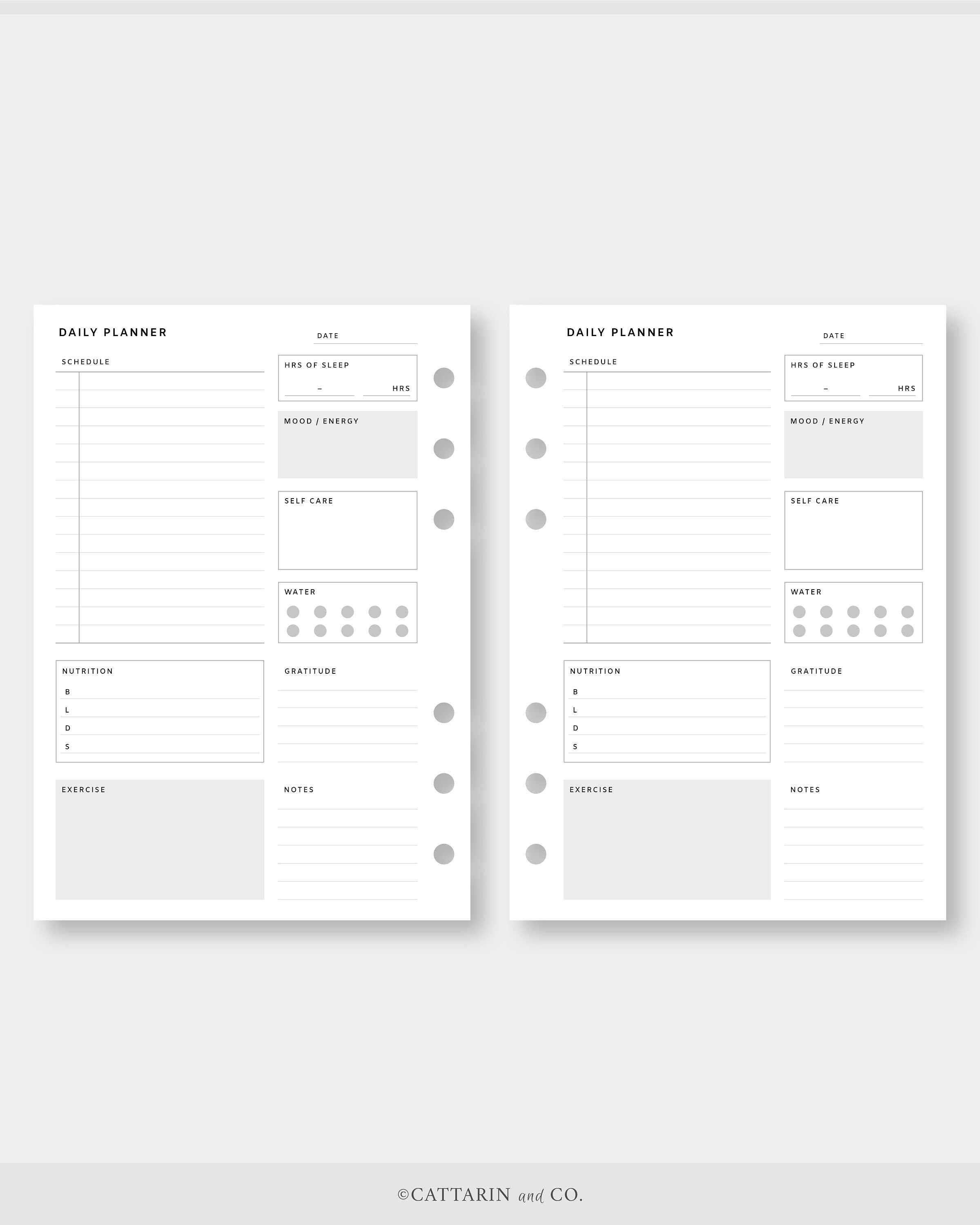 A6, Wellness Daily Planner Printable | Day on One Page | Undated ...