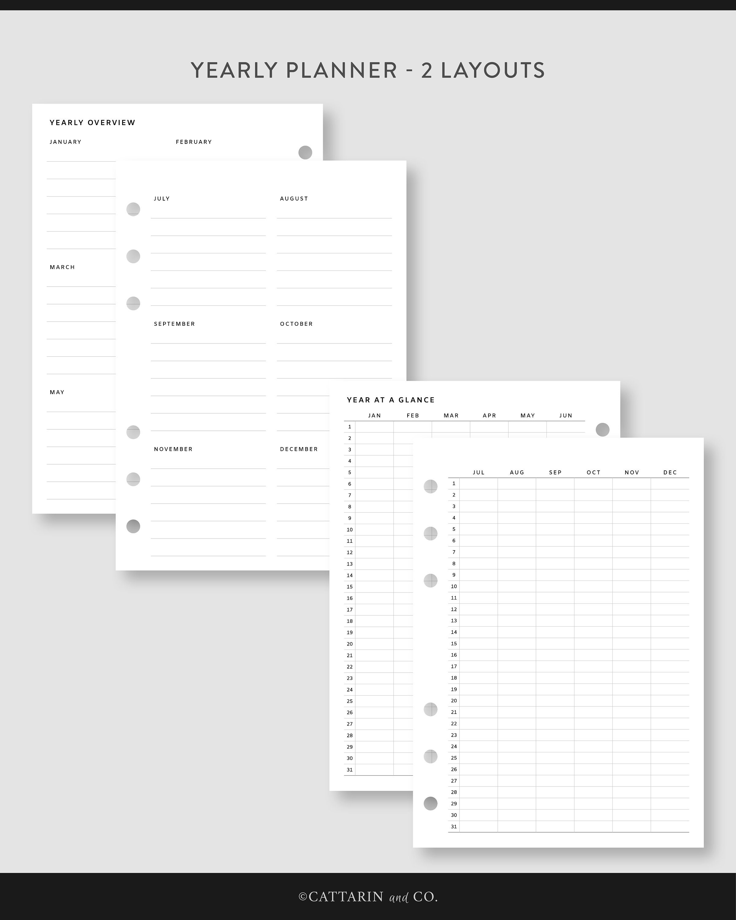 A6, Undated Planner Bundle | Printable Planner Kit | Yearly, Monthly ...