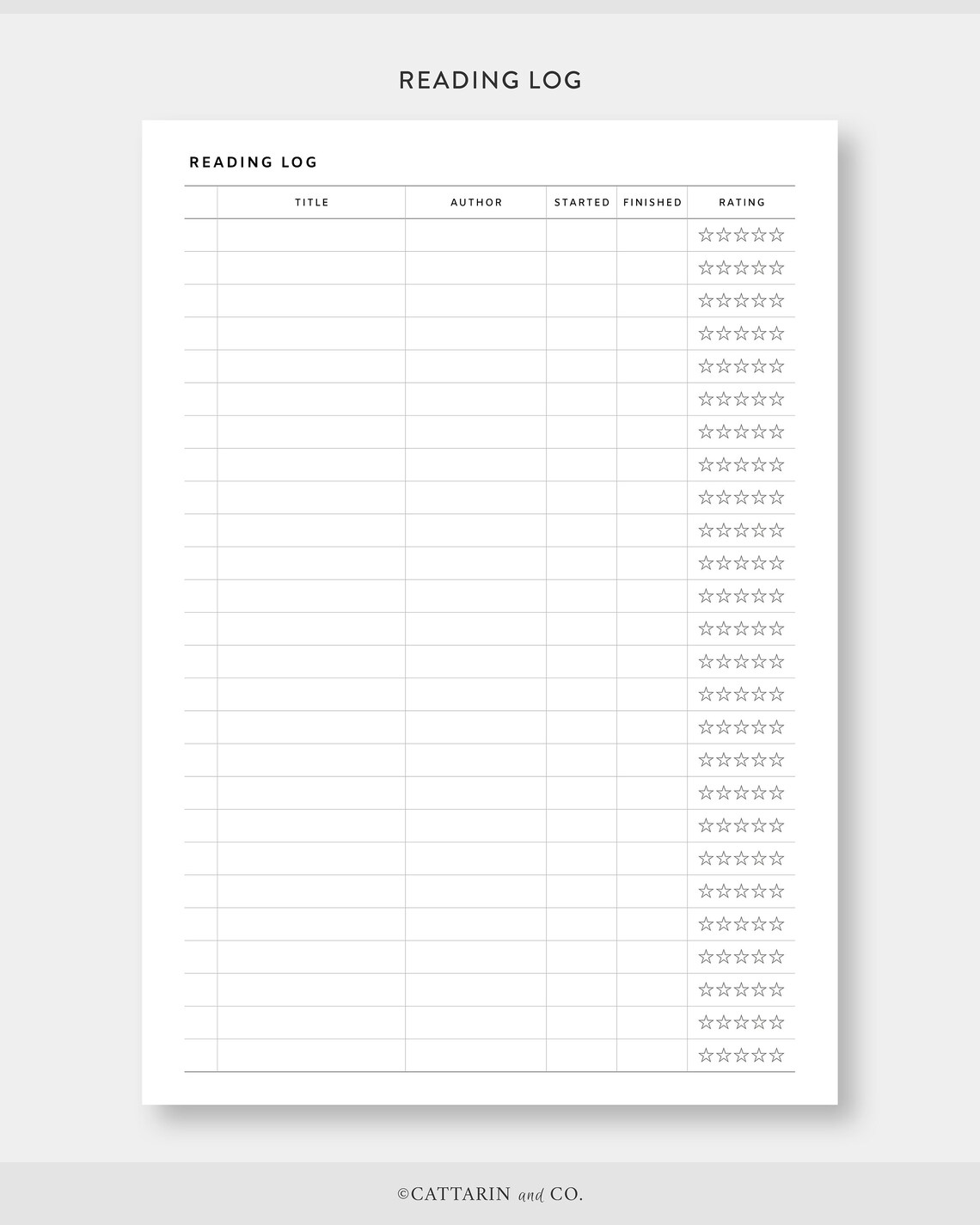 A4 | US Letter, Reading Journal, Log Printable Set | Book Review, List ...