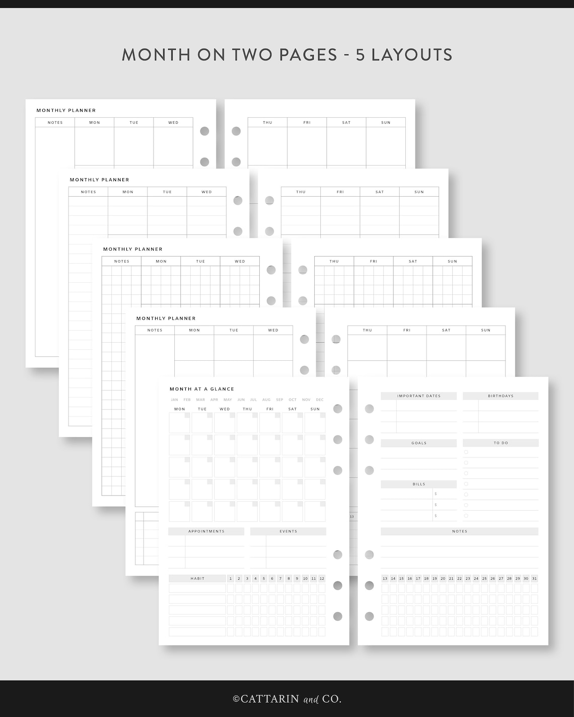 A6 Undated Planner Bundle Printable Planner Kit Yearly | Etsy