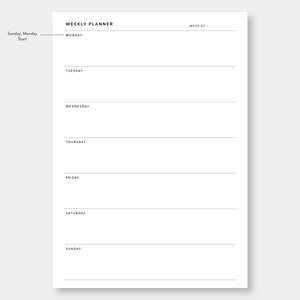 A4 | US Letter, Weekly Planner Printable | Week on One Page | WO1P ...