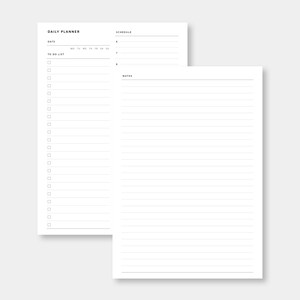 A4 | US Letter, Hourly Daily Scheduler, Lined Notes | Day on Two Pages ...