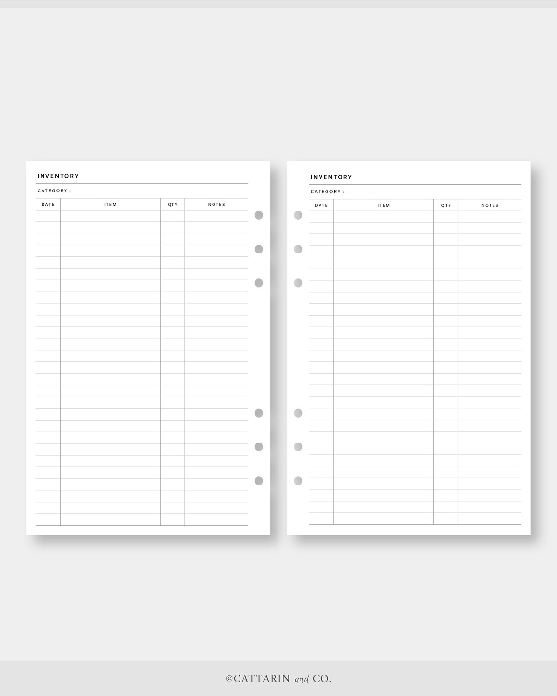 Half Letter, Inventory Tracker Printable Inventory Log List Vertical ...