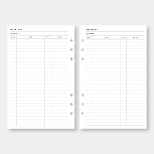 Half Letter, Inventory Tracker Printable | Inventory Log List Vertical ...