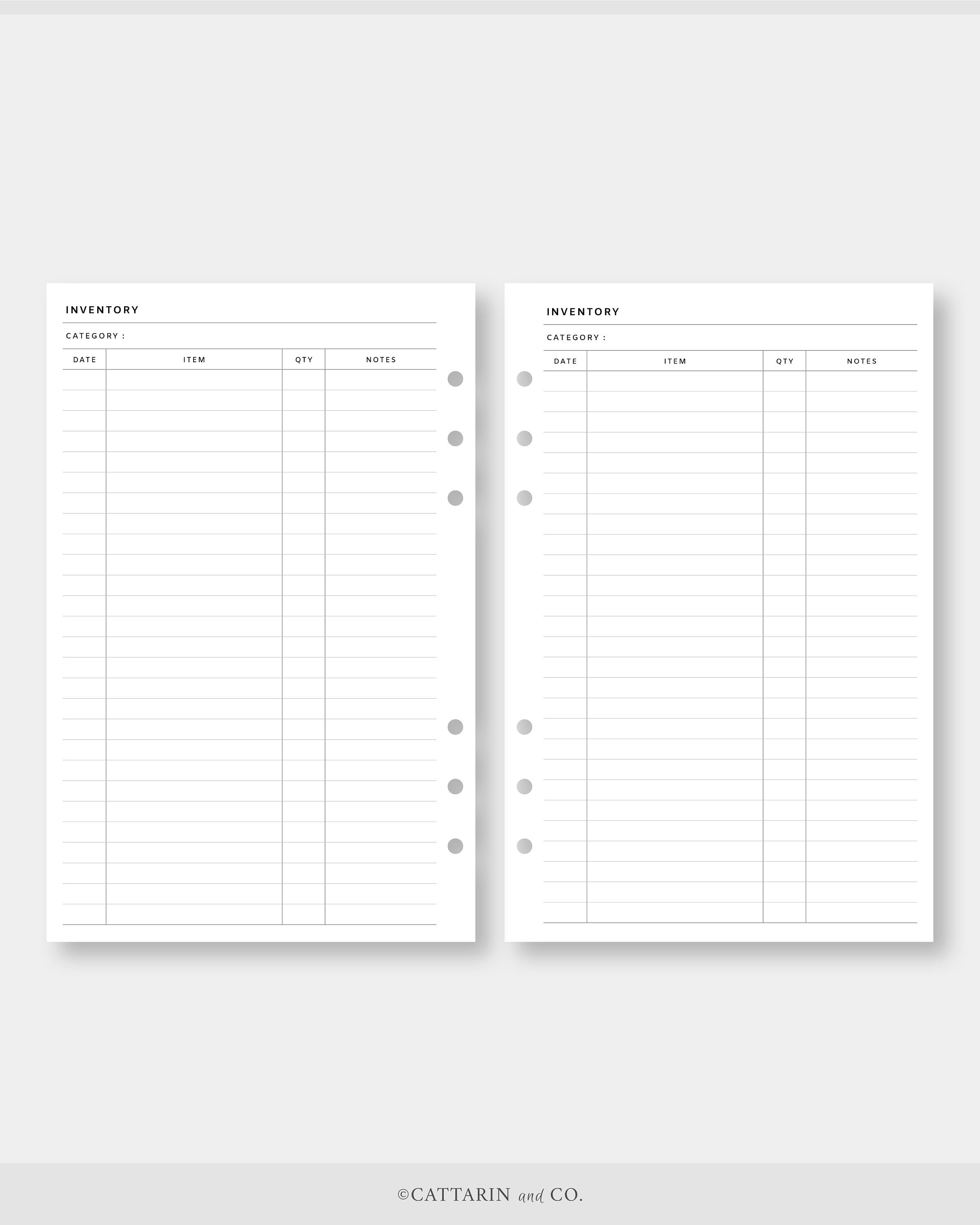 Half Letter, Inventory Tracker Printable Inventory Log List Vertical ...