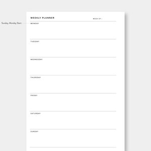 A5, Weekly Planner Printable | Week on One Page | Undated Template ...