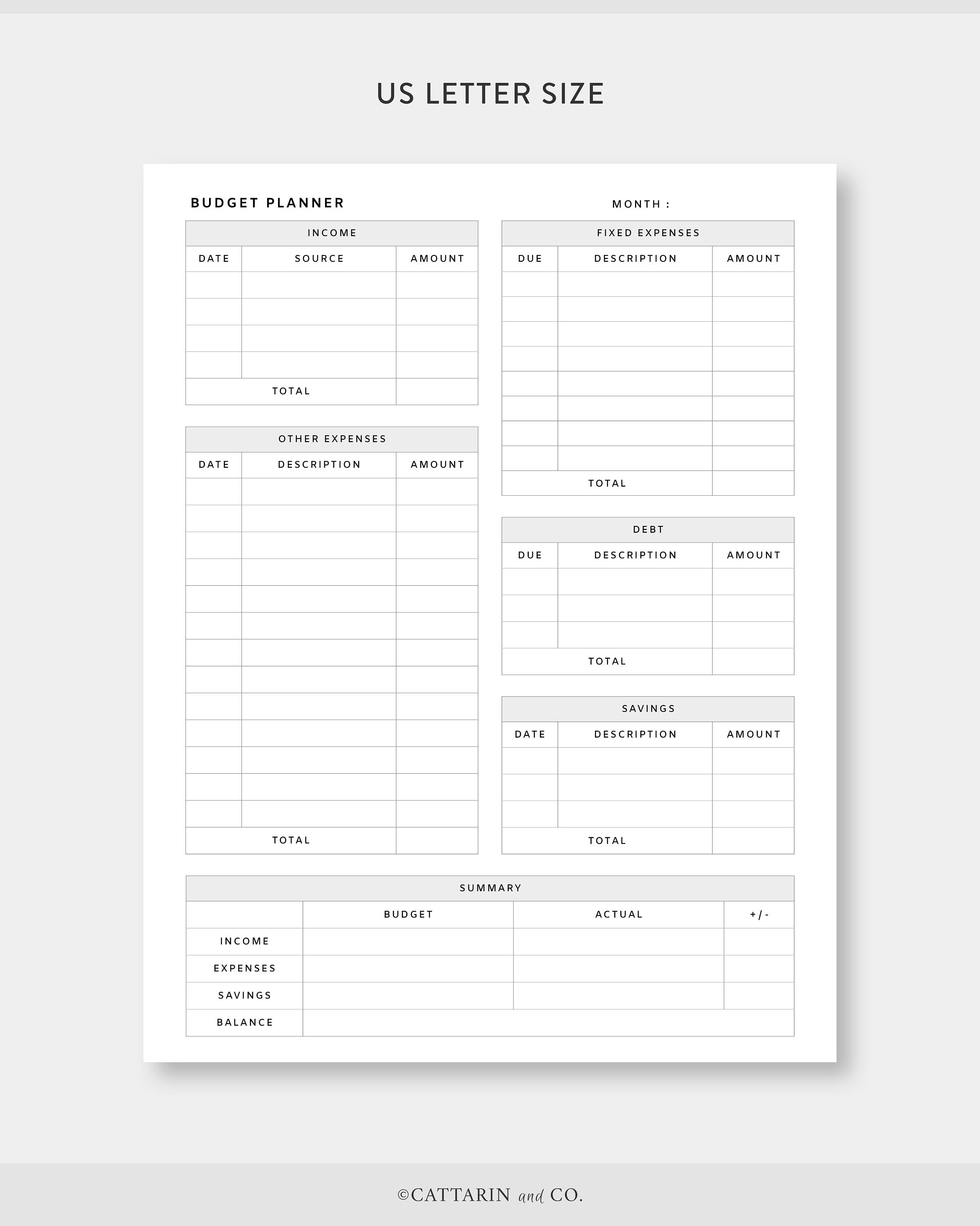 A4 | US Letter, Budget Planner Printable - Etsy