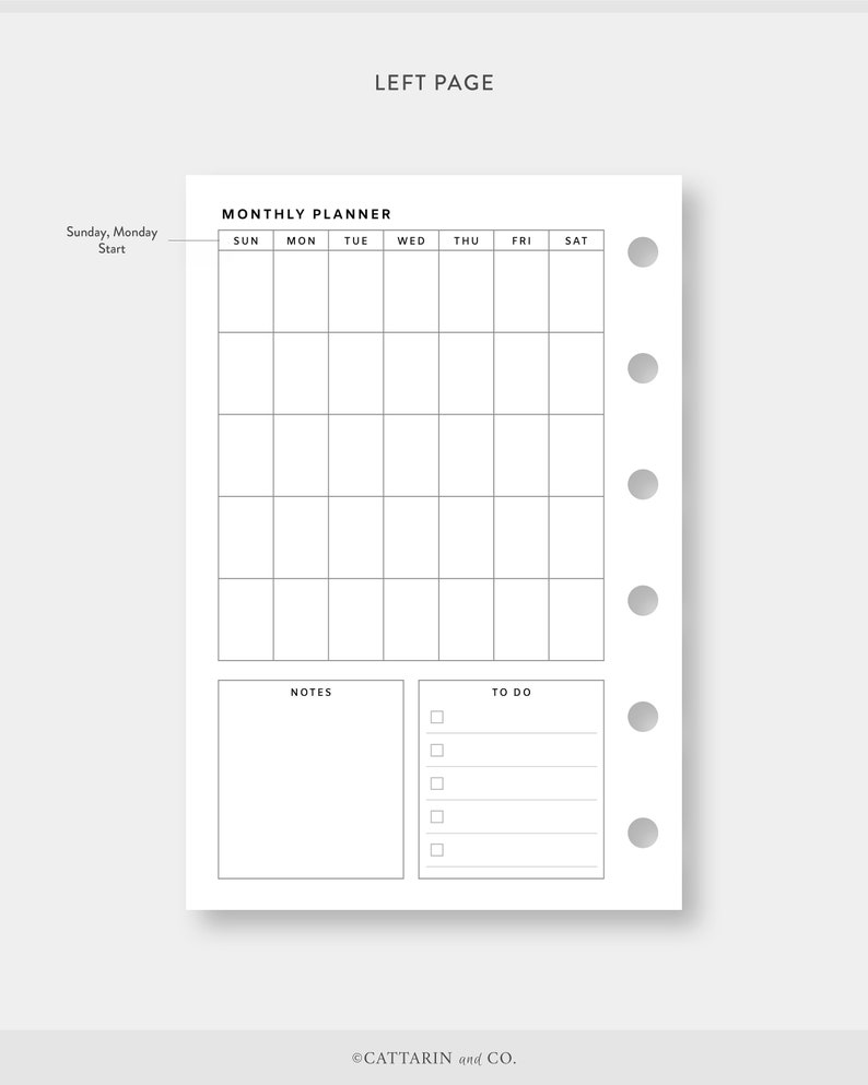 Pocket, Undated Monthly Planner Printable Month on One Page to Do ...