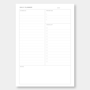 A4 | US Letter, Daily Planner Printable | Day on One Page | Undated ...