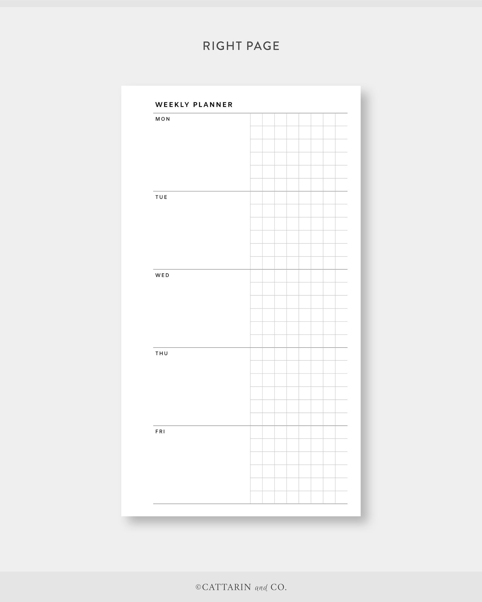 Personal, Weekly Planner Printable Monday Friday Grid Layout - Etsy