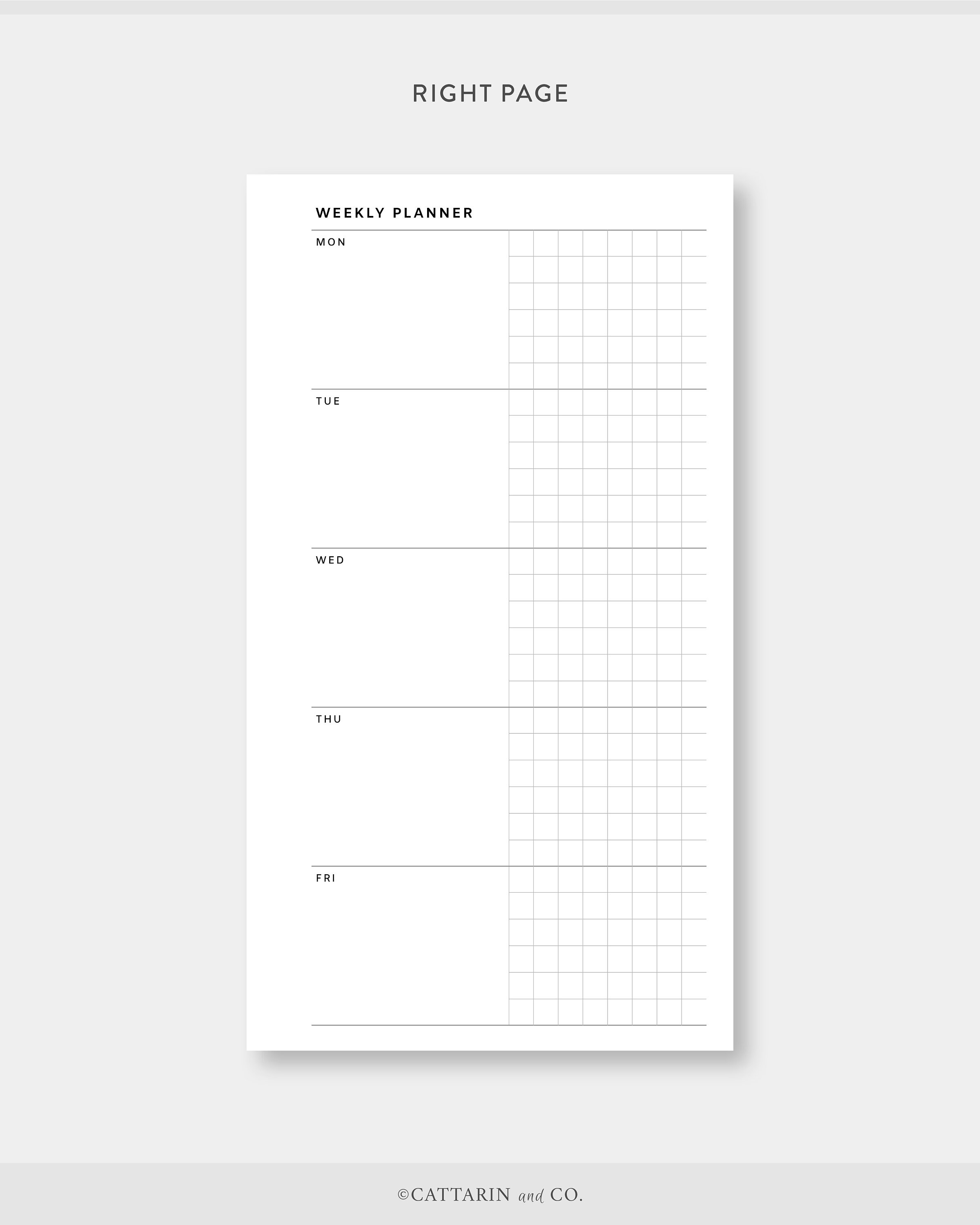 Personal, Weekly Planner Printable | Monday - Friday Grid Layout - Etsy