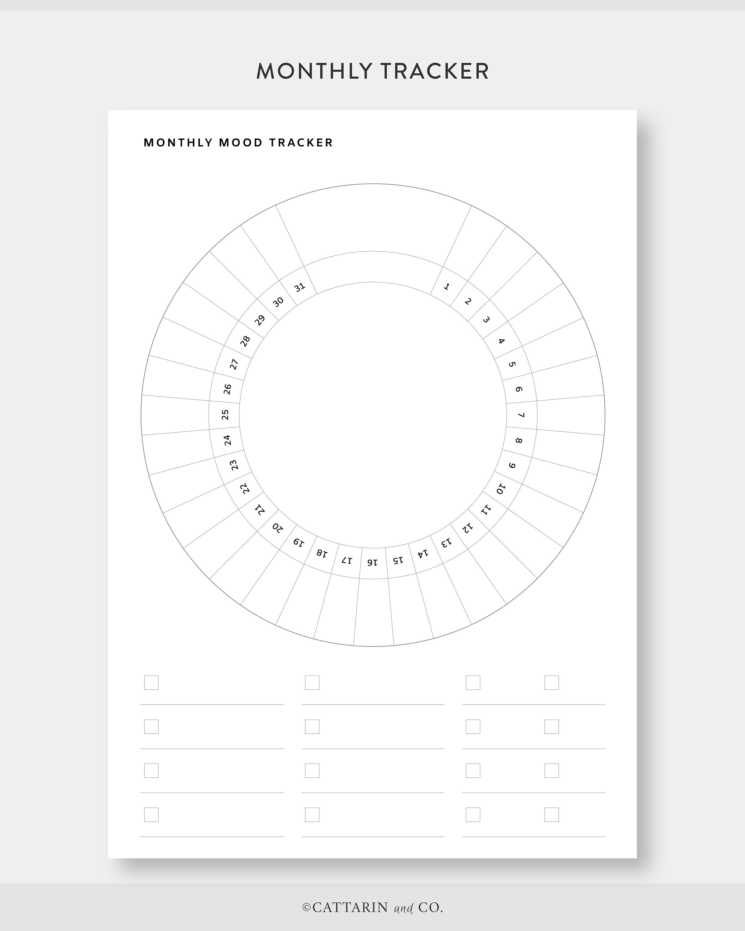 Buy A4 US Letter, Mood Tracker Printable Monthly, Yearly Mood Chart ...