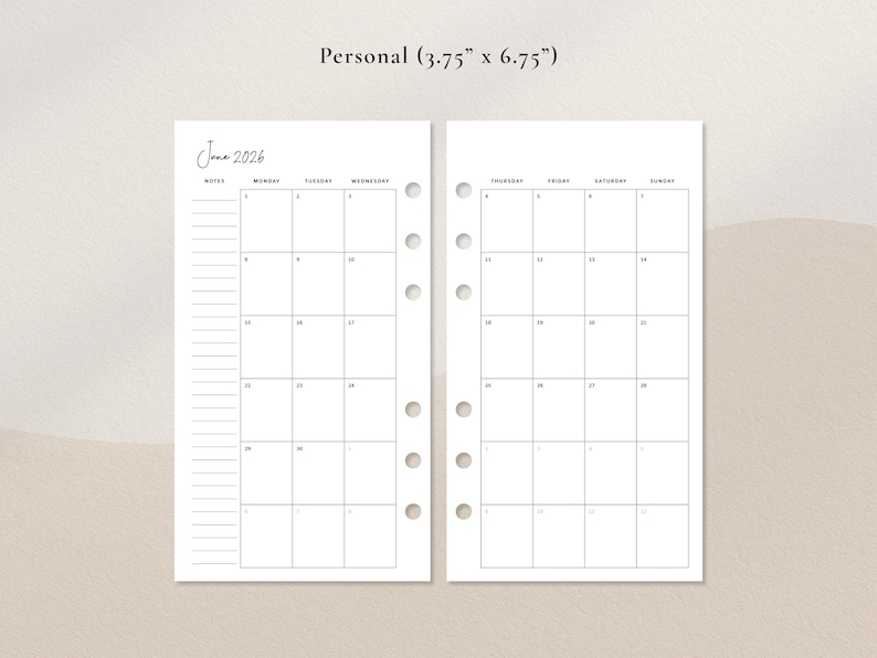 2026-2027 Monthly Planner Printable Calendar | Month on Two Pages | A4 ...