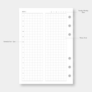 A6, Daily Planner Printable, Grid Notes | Day on One Page | Undated ...