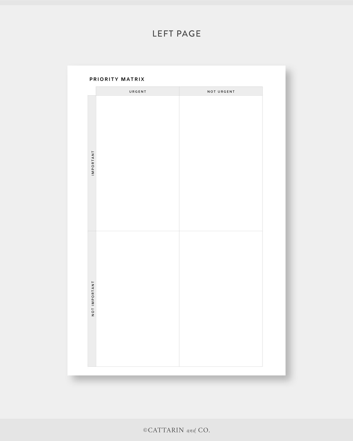 Personal Wide Priority Matrix Printable Urgent Important - Etsy