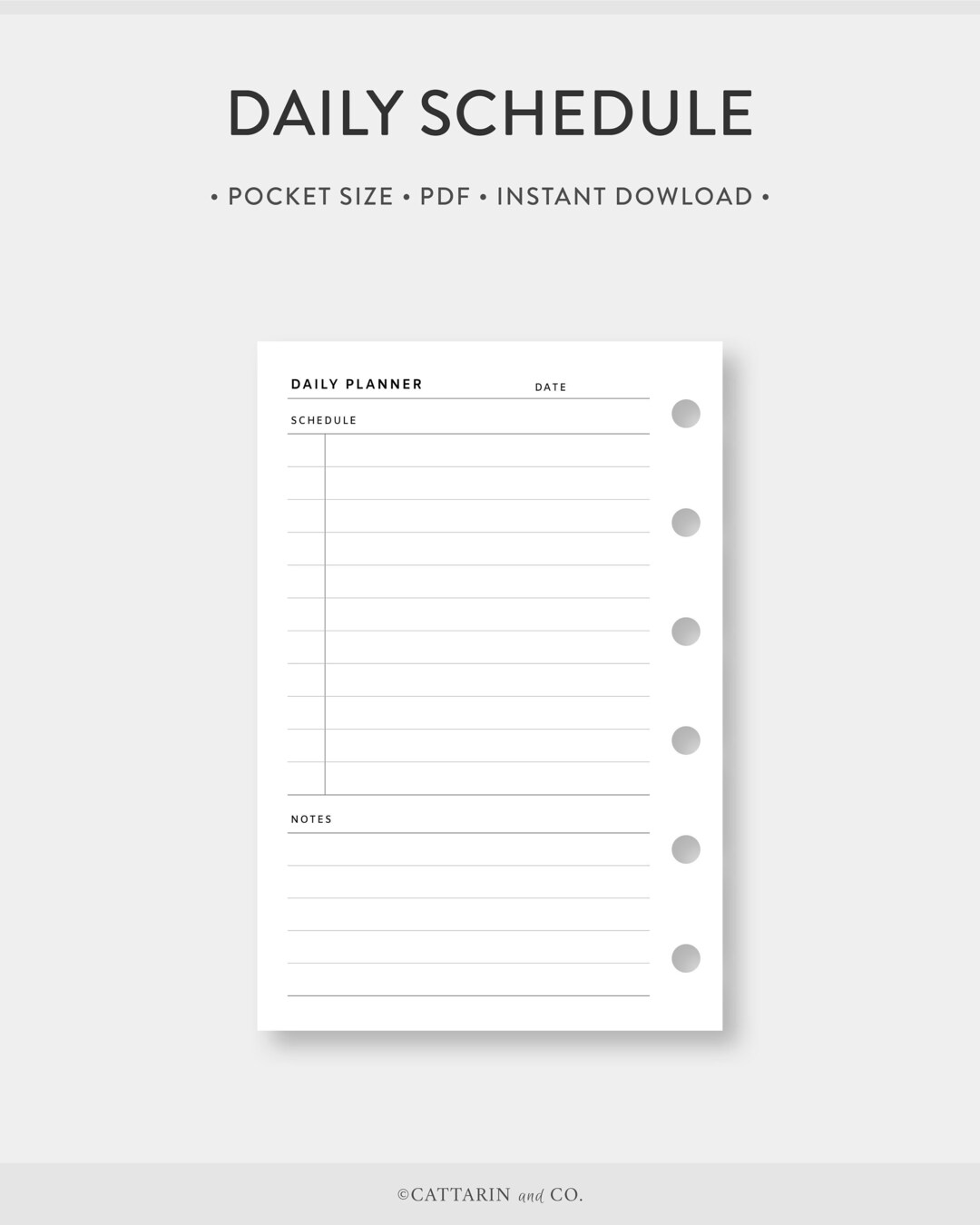 Pocket, Daily Planner Printable Scheduler | Day on One Page | Undated ...