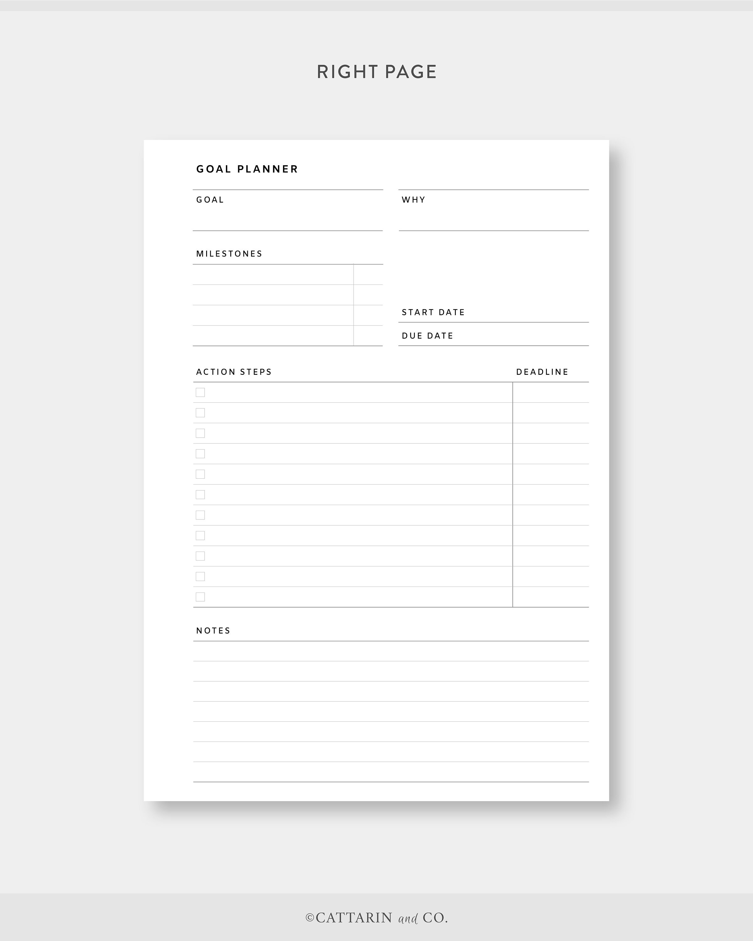 Personal Wide, Goal Planner Printable Productivity Planner Simple Goal ...