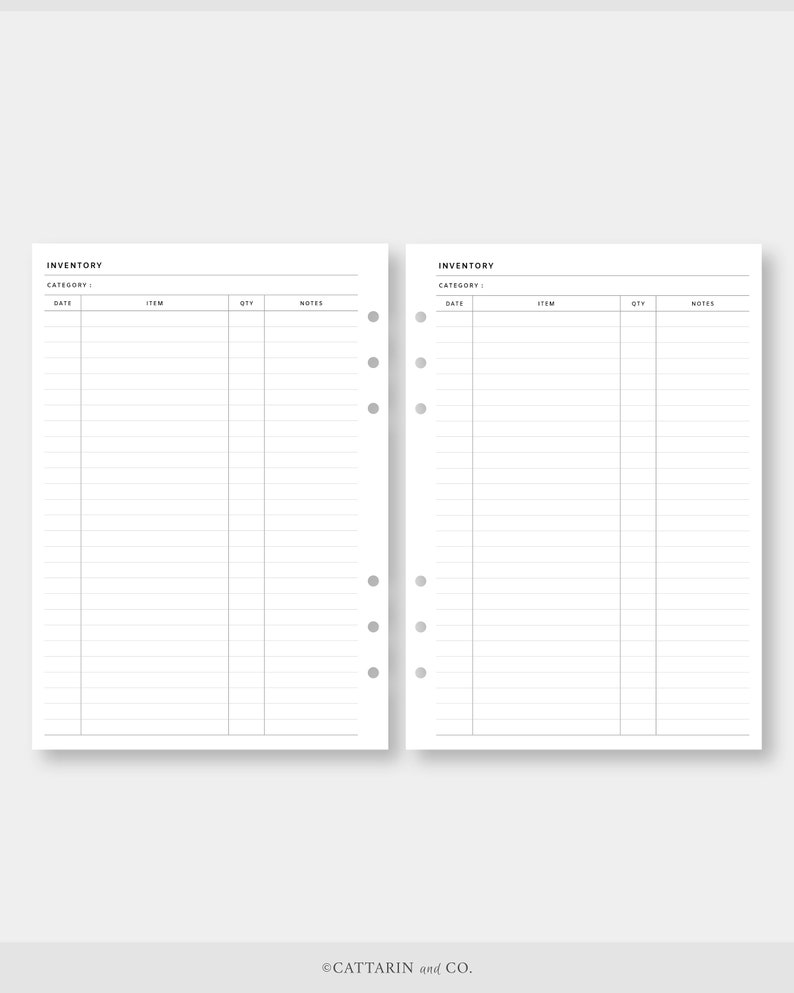 A5, Inventory Tracker Printable | Inventory Log List Vertical Business ...