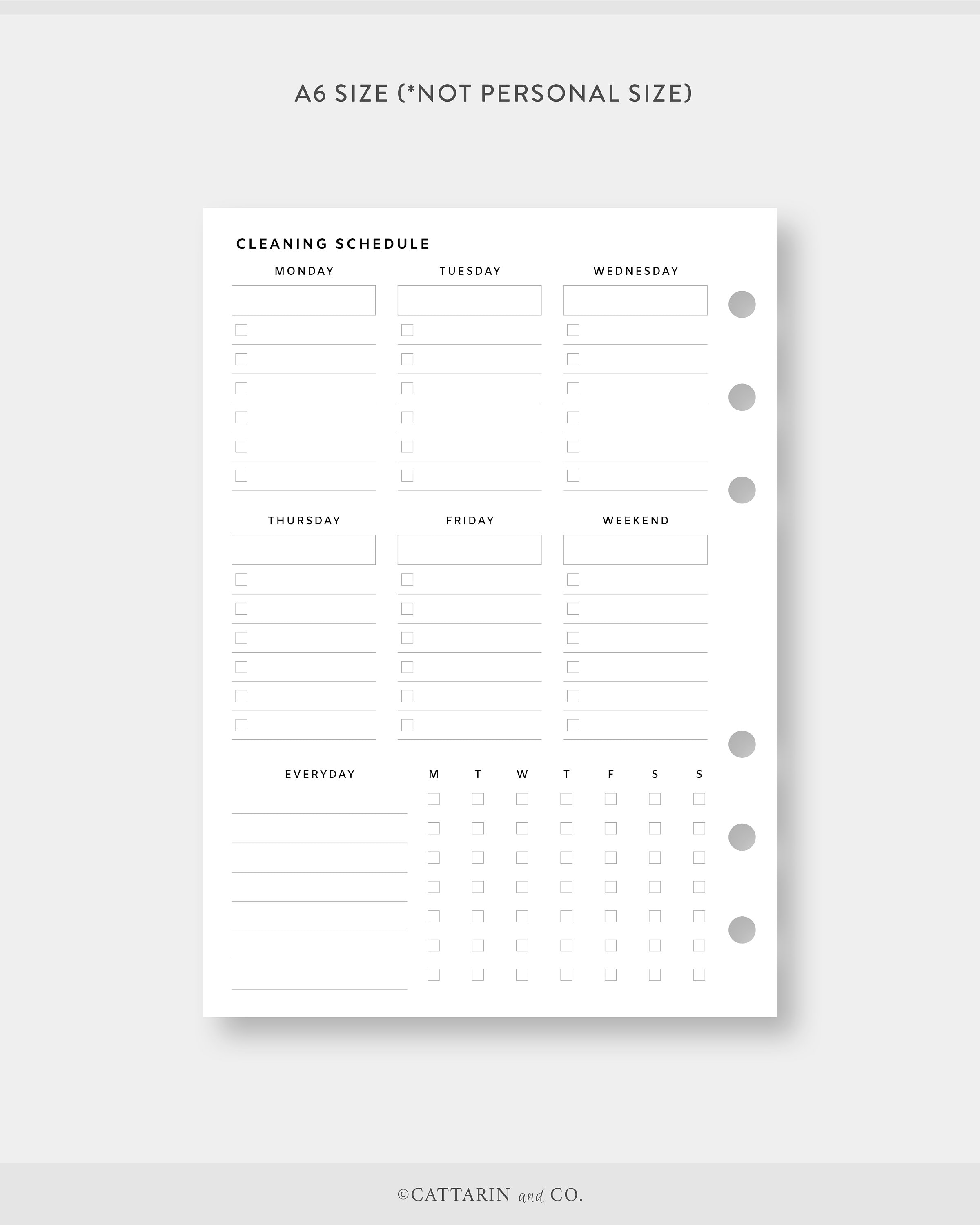A6, Cleaning Schedule Printable Cleaning Checklist, Daily Home Cleaning ...