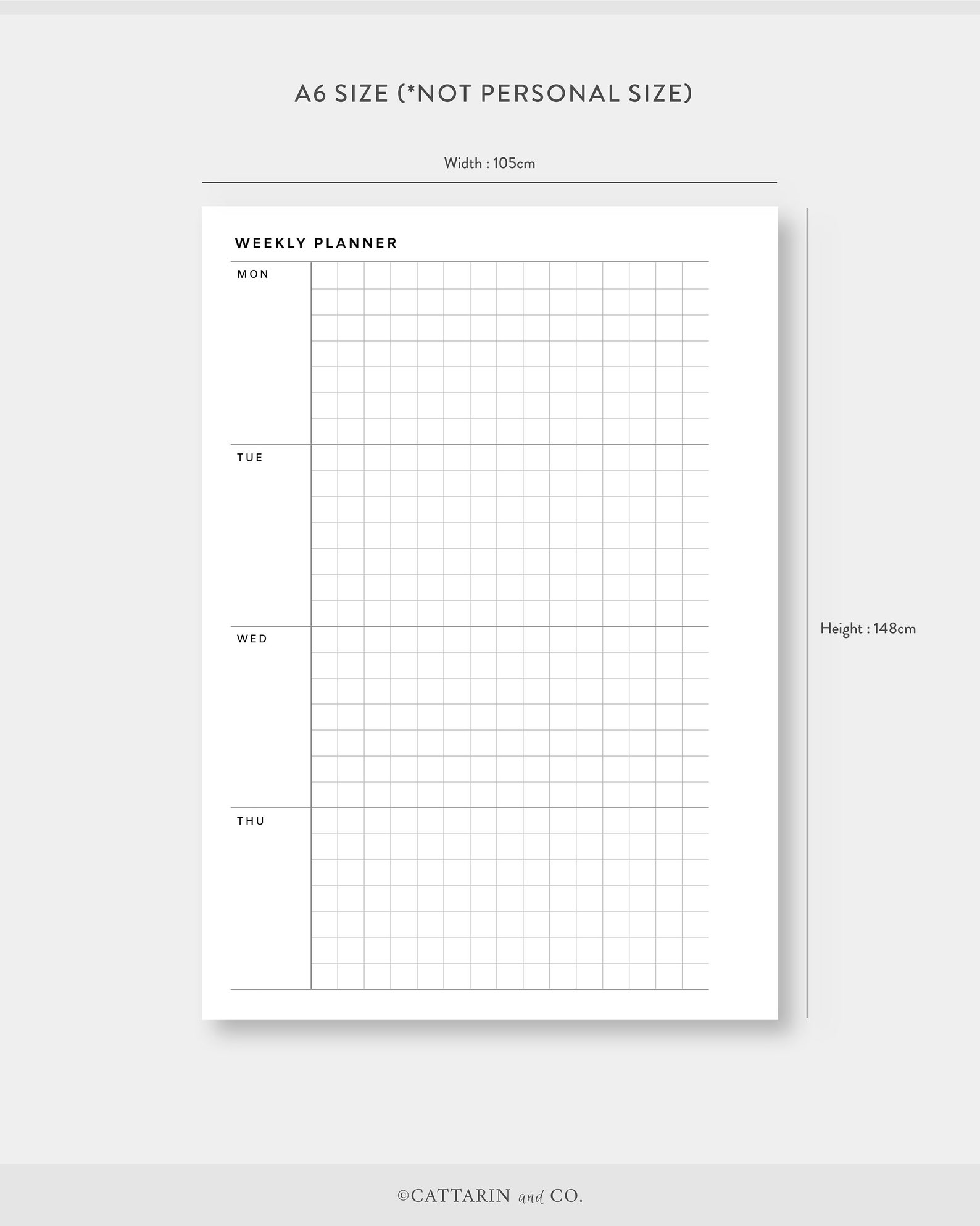A6, Weekly Planner Printable Grid Week on Two Pages Undated Template ...