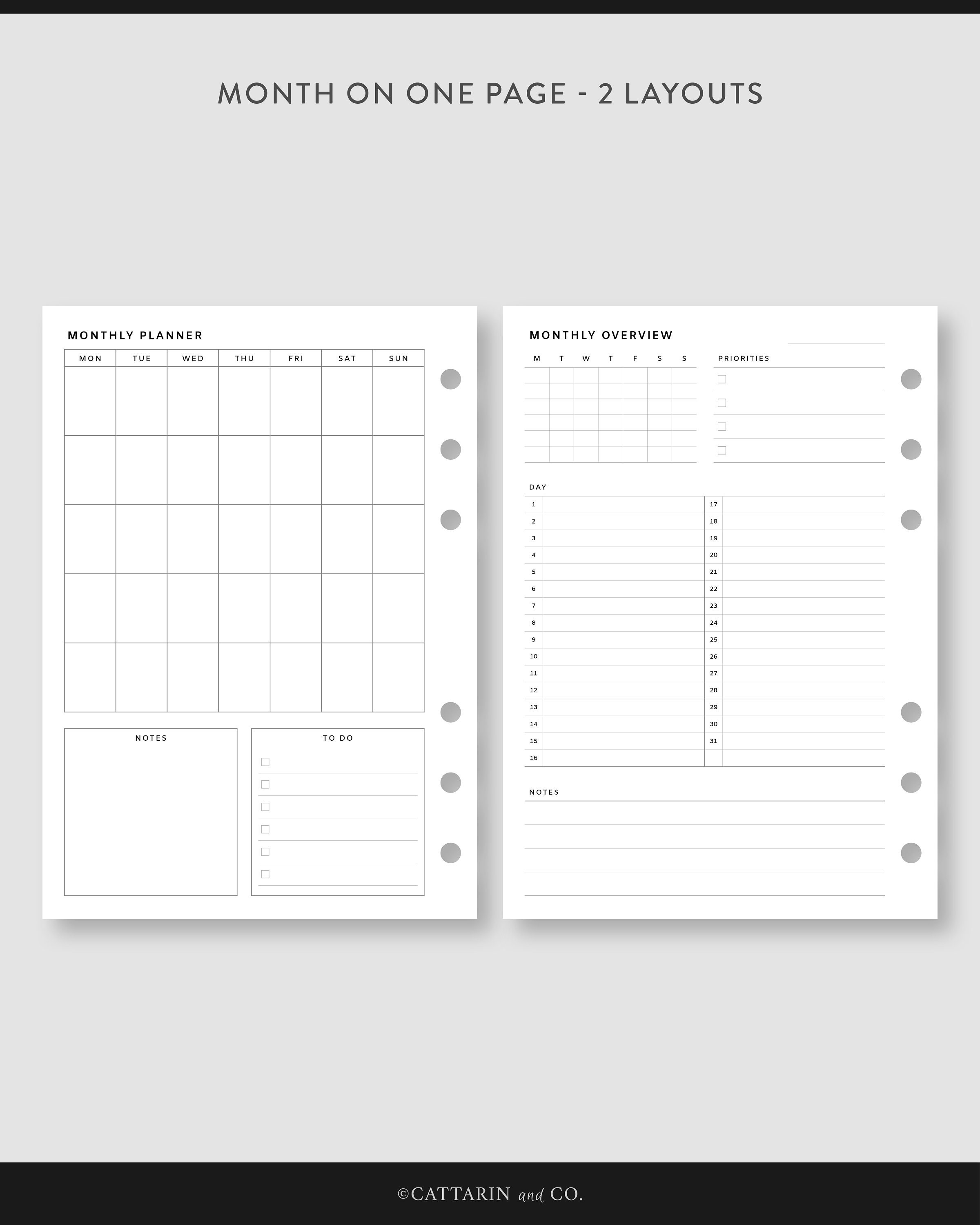 A6, Undated Planner Bundle | Printable Planner Kit | Yearly, Monthly ...