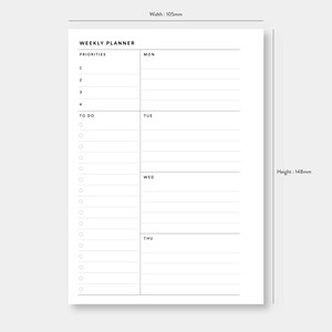 A6, Weekly Planner Printable | Week on Two Pages | Effective to Do List ...