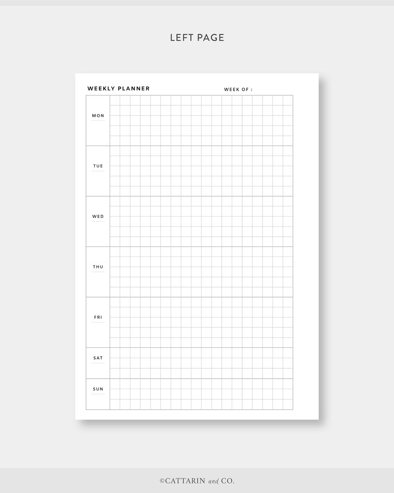 Personal Wide, Undated Weekly Planner Grid Paper | Week on Two Pages ...
