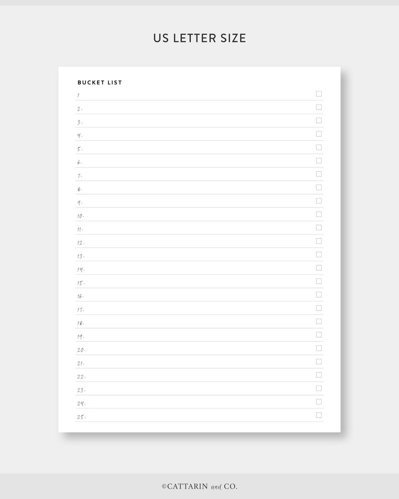 A4 US Letter Bucket List Printable 100 Bucket List - Etsy