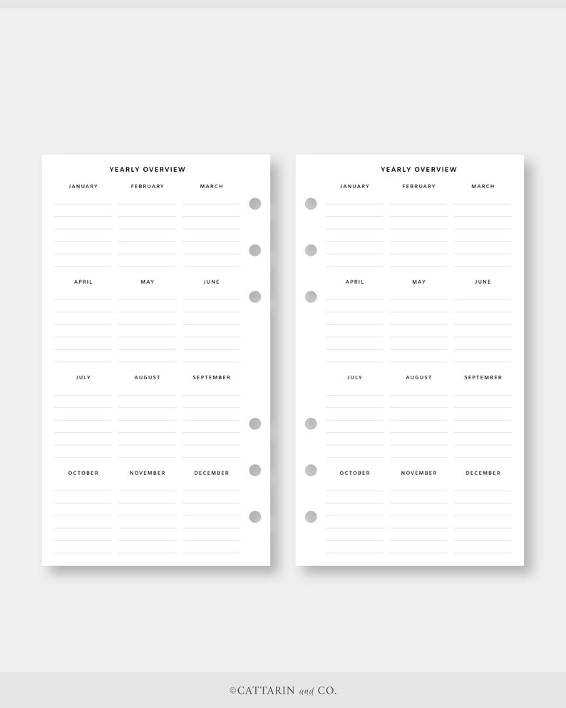 Personal, Yearly Overview Printable Year at a Glance Annual Planner ...
