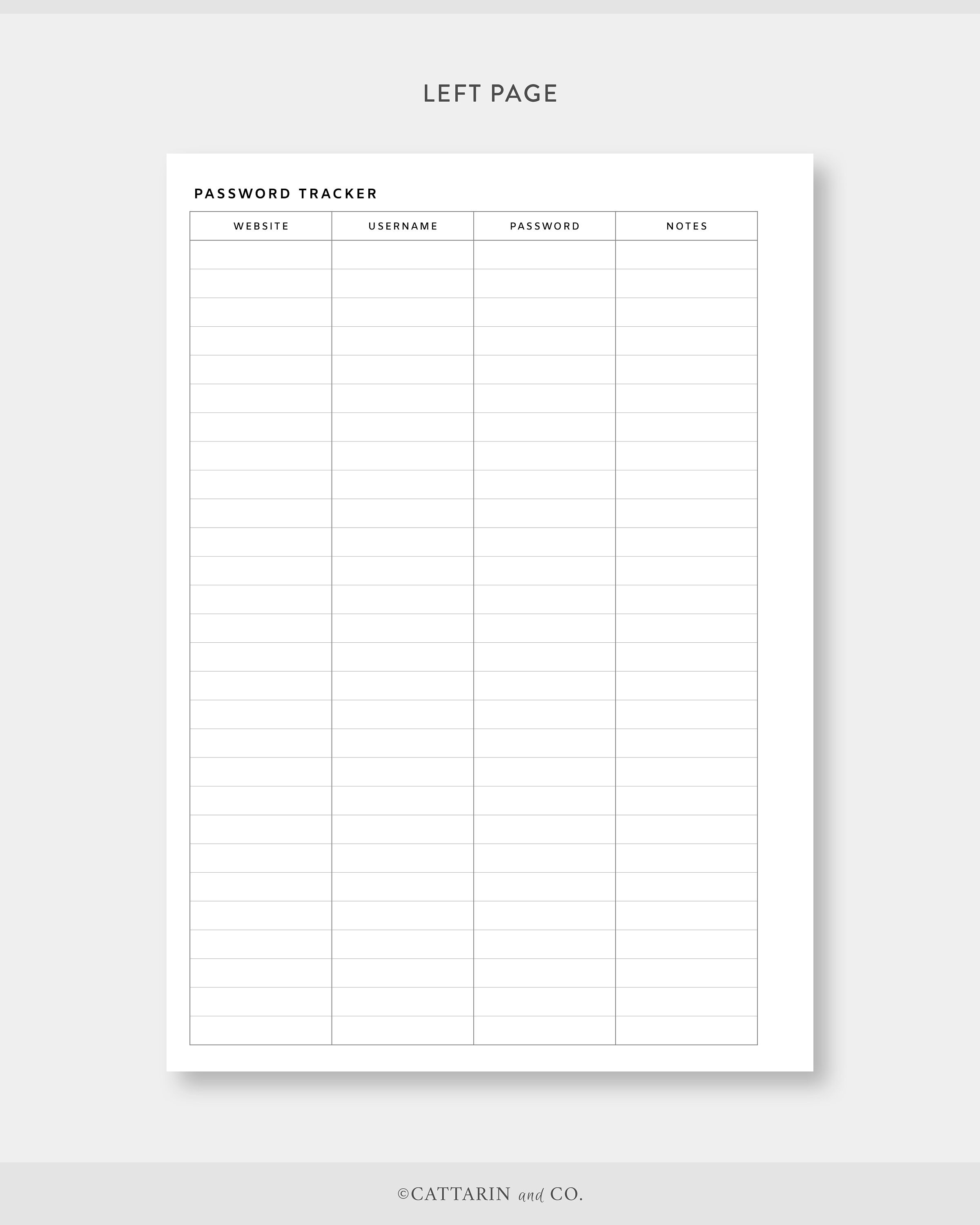 A5, Password Tracker Printable | Password Log Password Keeper | Simple ...