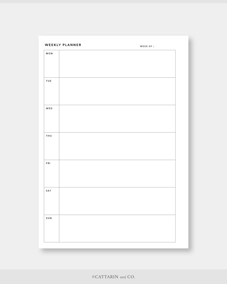 A5, Weekly Planner Printable Grid Paper Week on Two Pages Undated ...