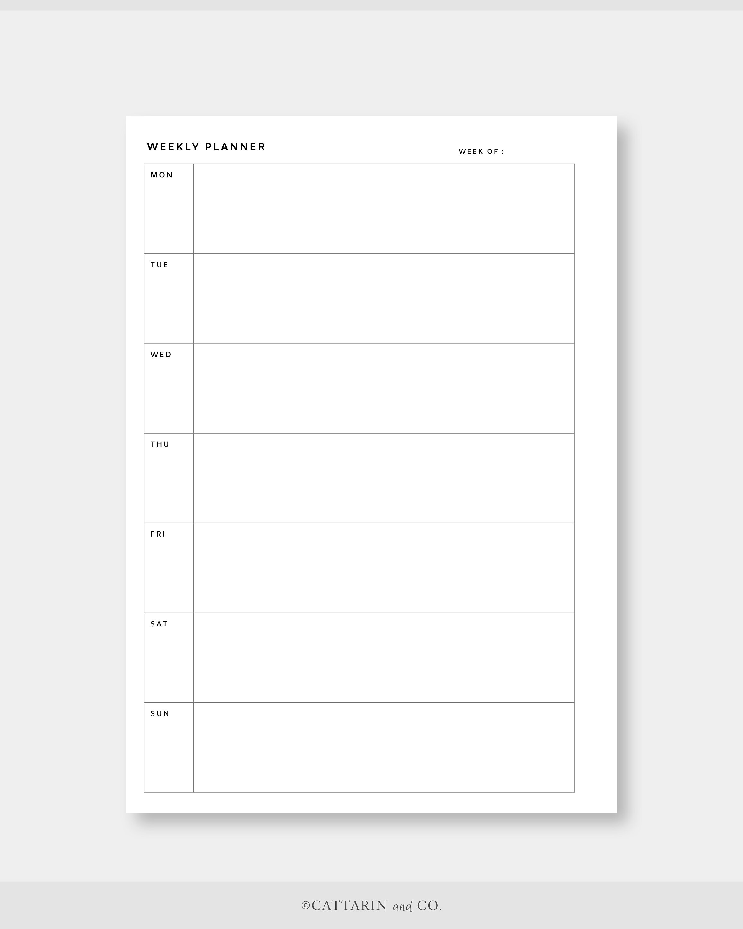 A5, Weekly Planner Printable Grid Paper Week on Two Pages Undated ...