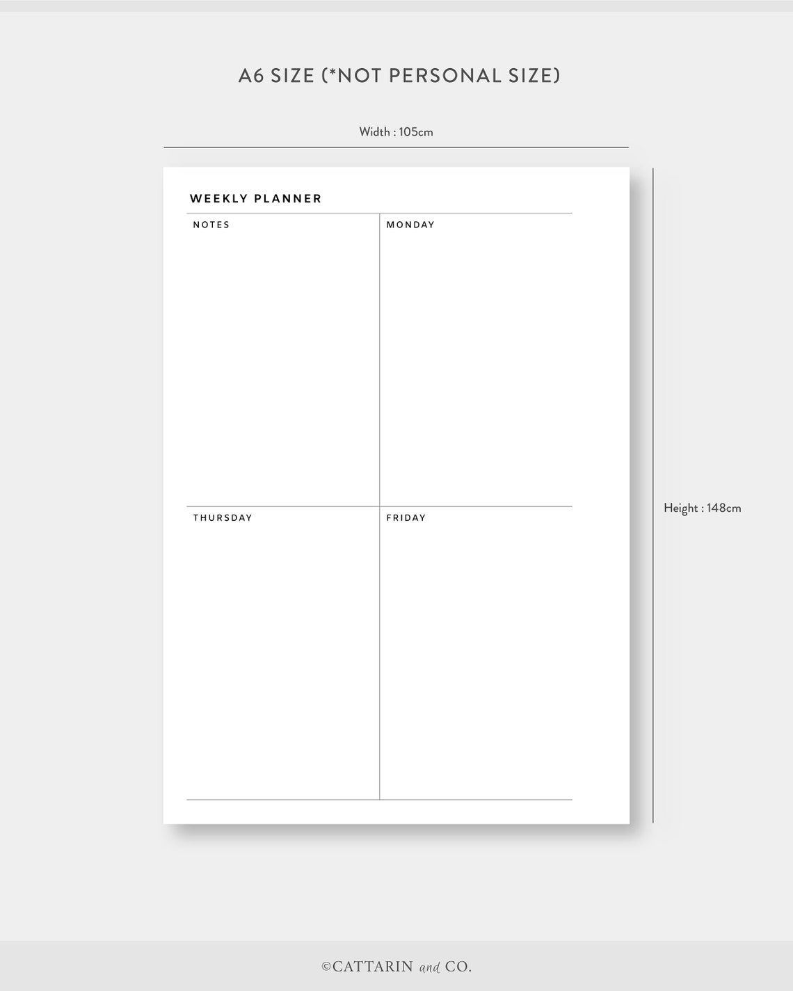 A6, Weekly Planner Printable | Week on Two Pages | Undated Template ...