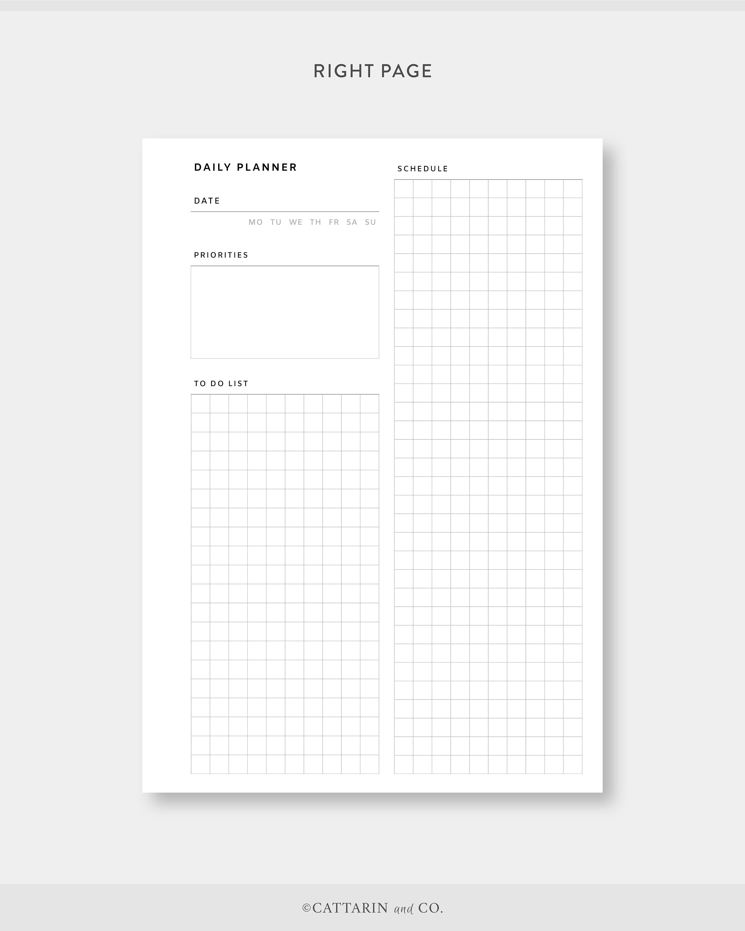 Personal Wide, Undated Daily Planner Printable Grid Paper Day on Two ...