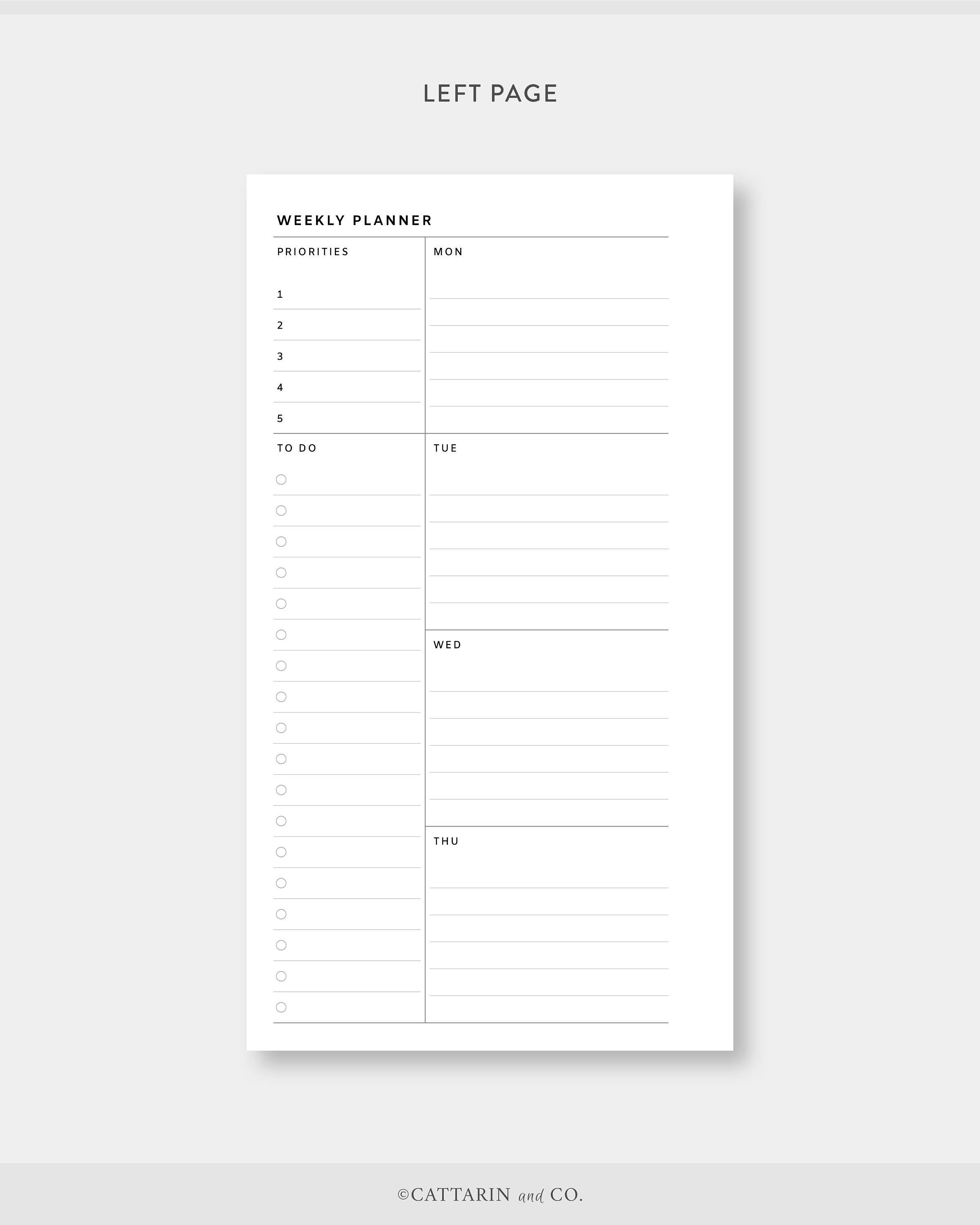 Personal Weekly Planner Printable Week on Two Pages - Etsy