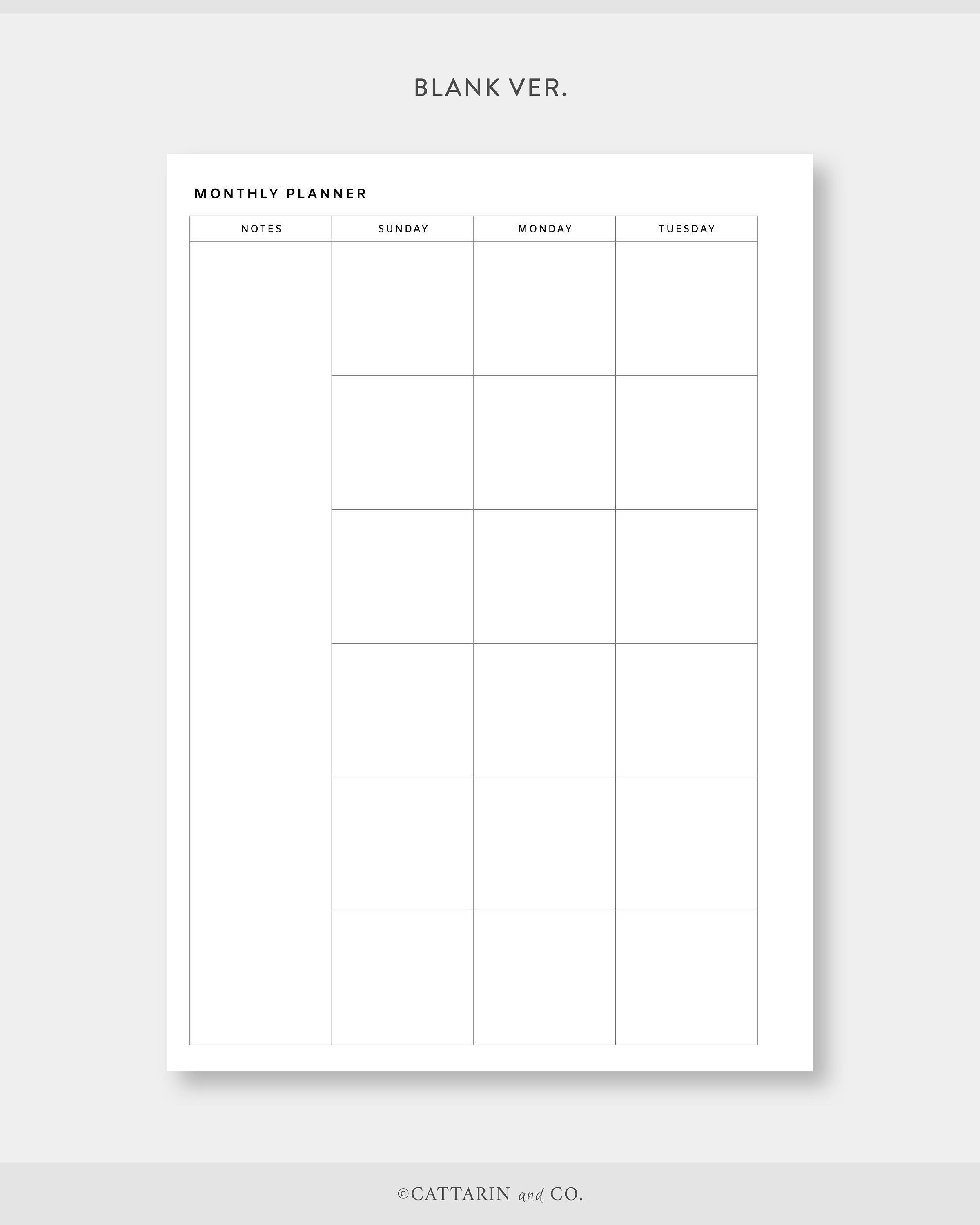 A5 Minimalist Monthly Planner Printable Calendar Month on - Etsy