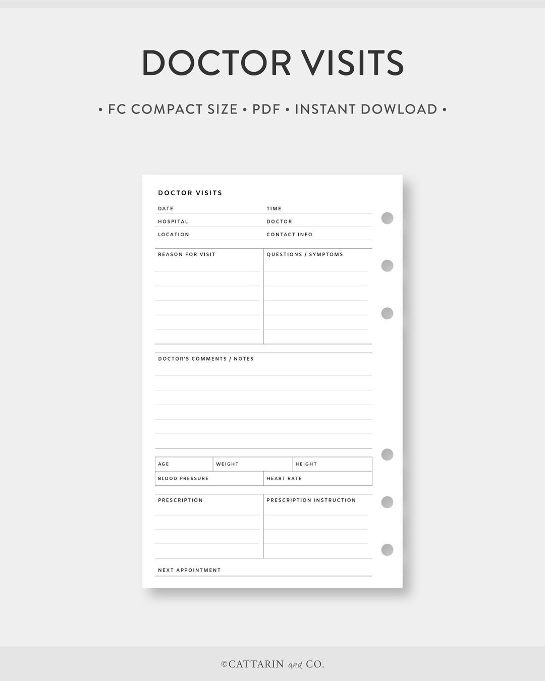FC Compact, Doctor Visits Printable | Doctor Visit Log, Medical ...