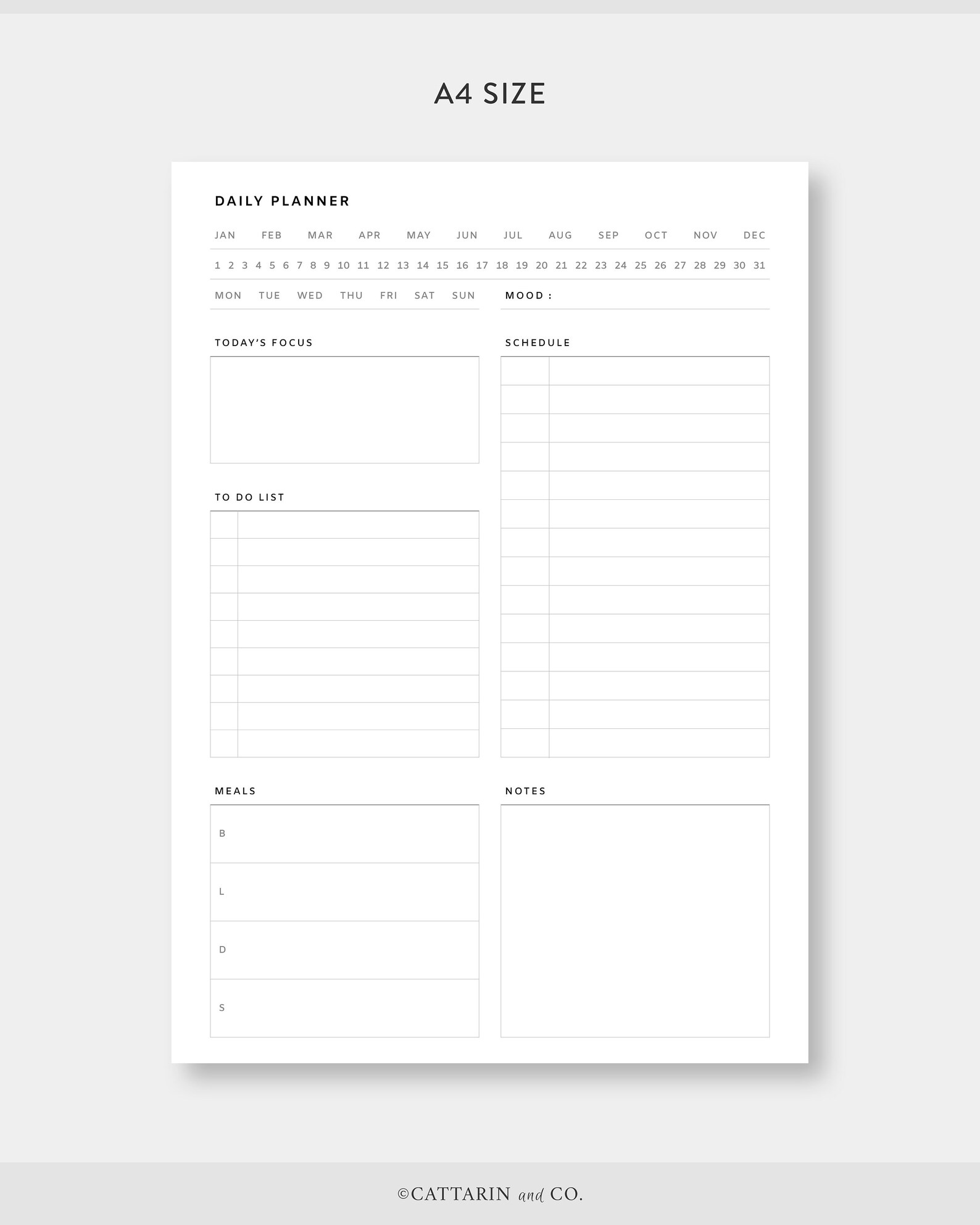 A4 US Letter, Daily Planner Printable - Etsy