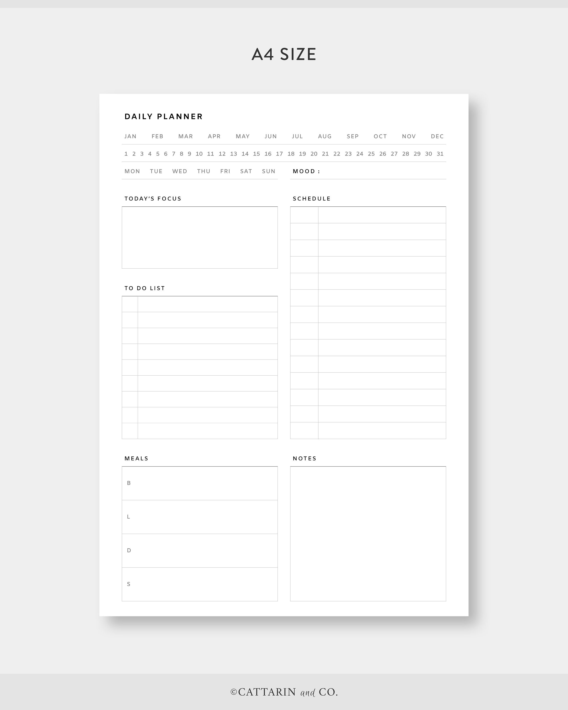 A4 US Letter, Daily Planner Printable - Etsy