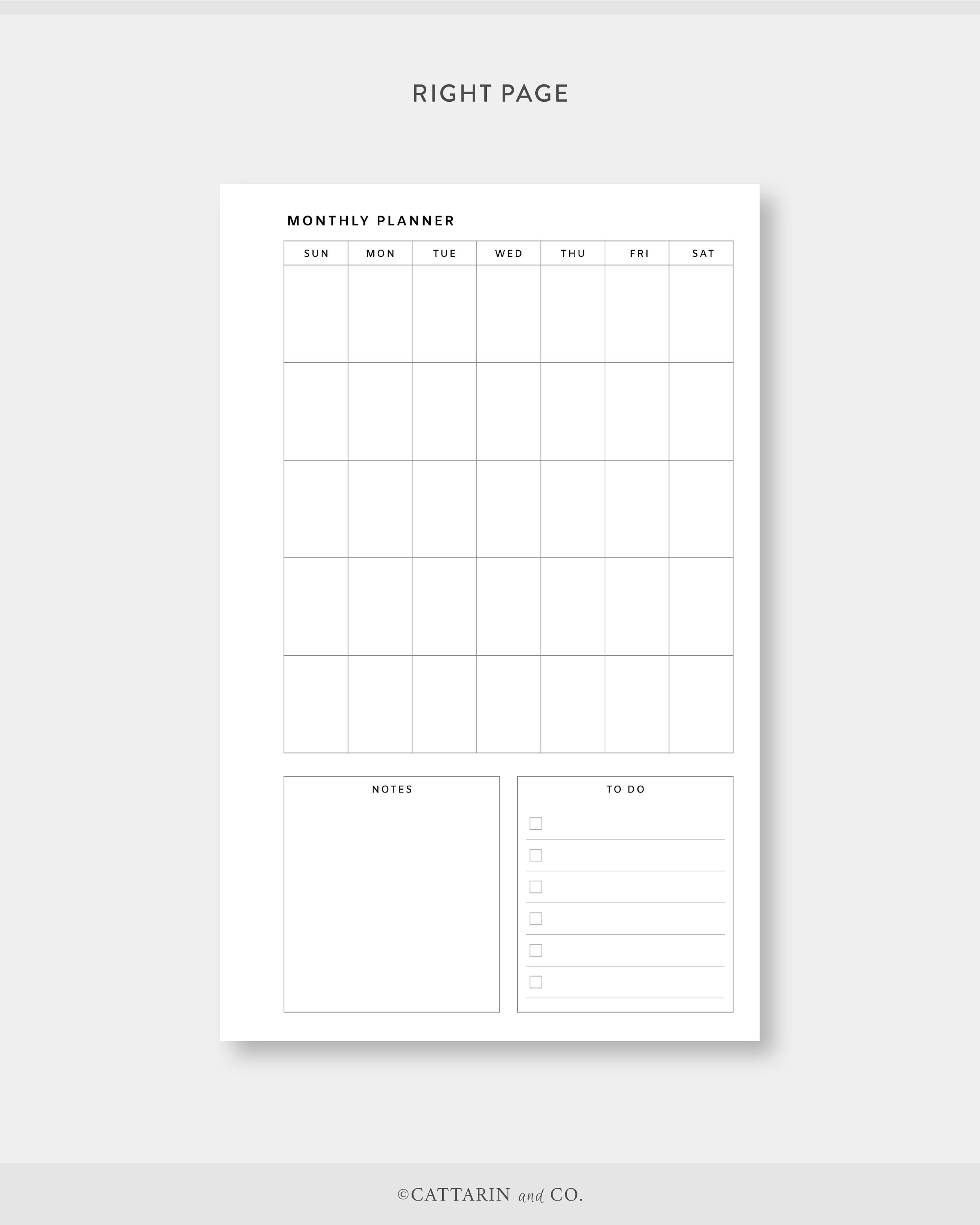 FC Compact, Undated Monthly Planner Printable Month on One Page to Do ...