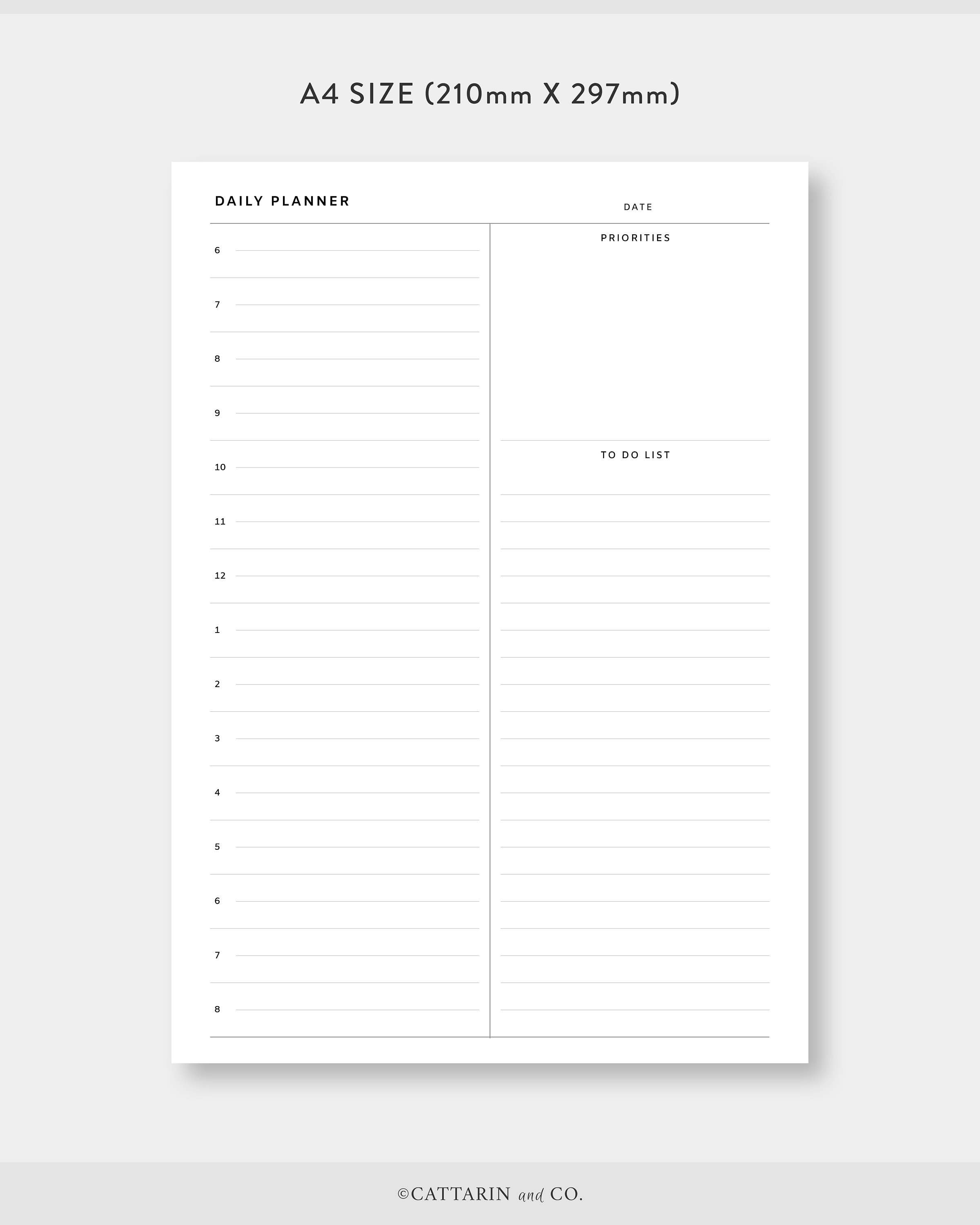 A4 | US Letter, Half Hourly Daily Schedule Printable | Day on One Page ...