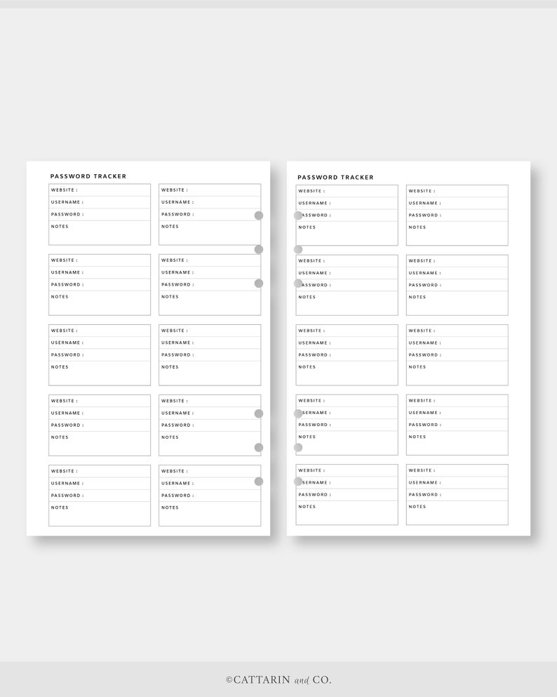 Half Letter, Password Tracker Printable | Password Log Password Keeper ...
