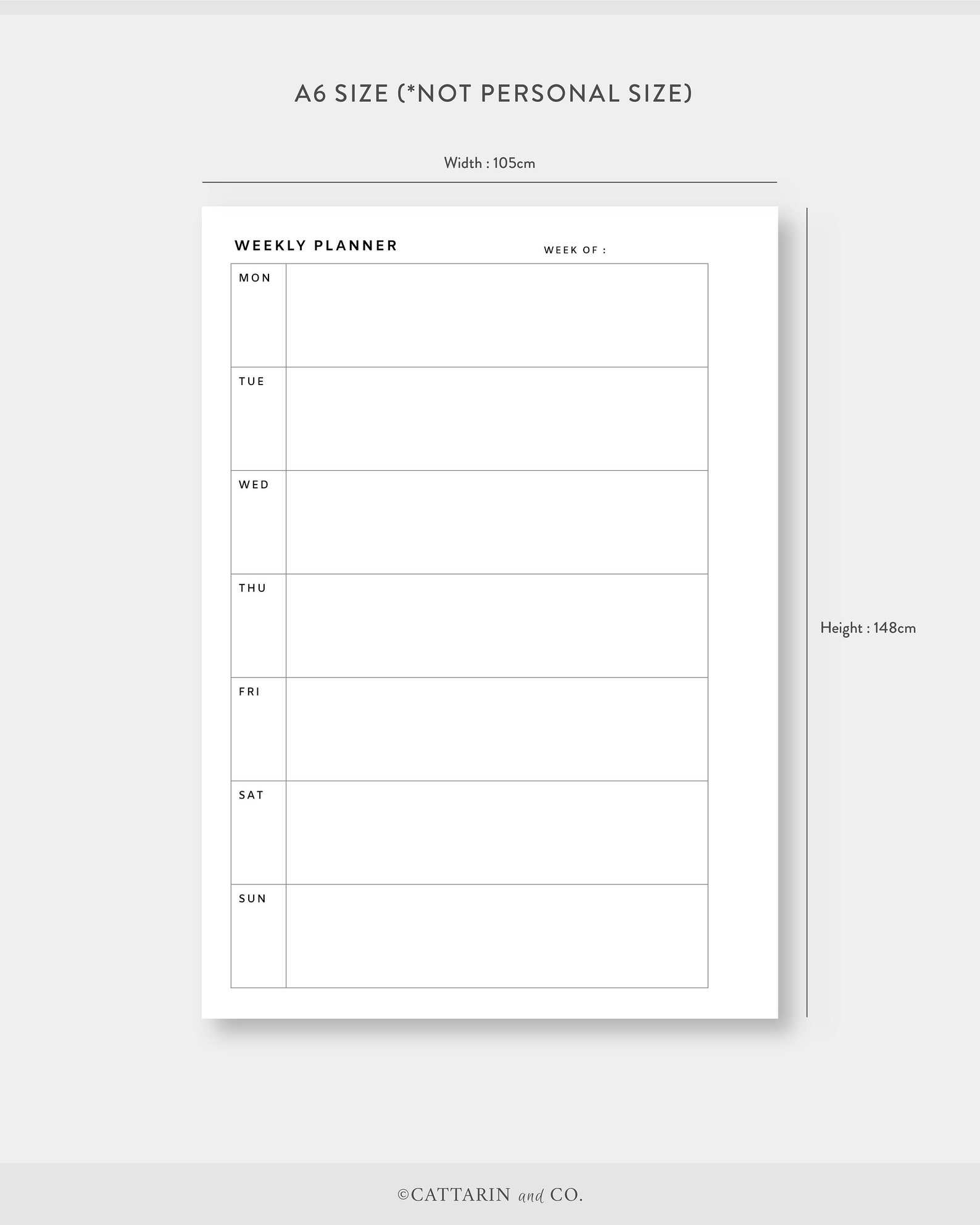 A6, Weekly Planner Printable Grid Paper Week on Two Pages Undated ...