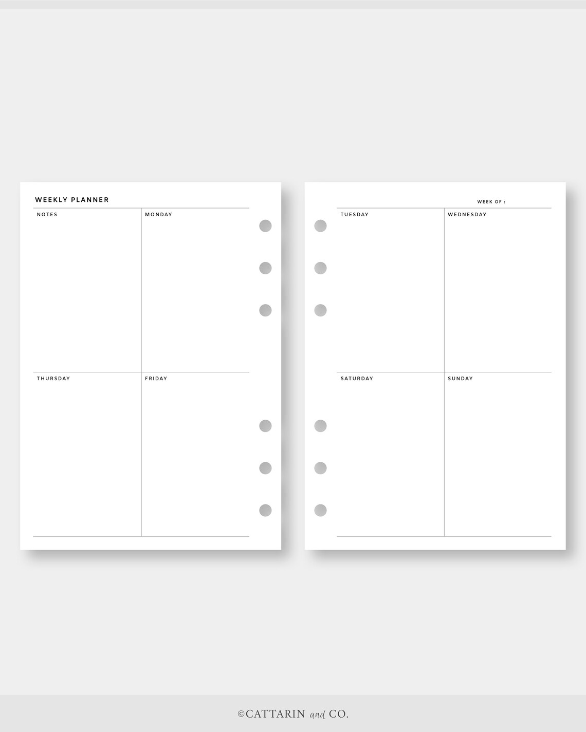 A6, Weekly Planner Printable | Week on Two Pages | Undated Template ...