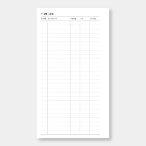 Personal, Work Time Log Printable | Simple Time Sheet Tracker Template ...